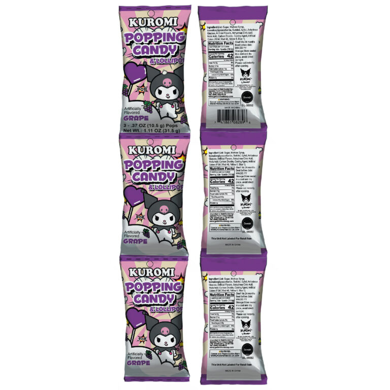 Kuromi Popping Candy & Lollipop Grape Flavor – Gemini Food Corporation